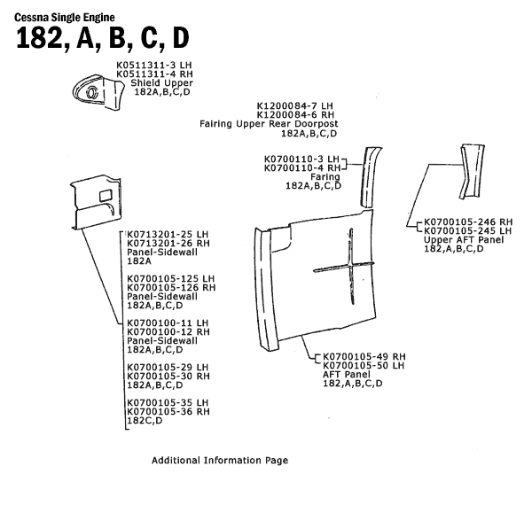 Cessna Single Engine 182, A, B, C, D / Schematics